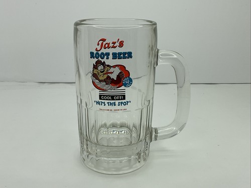 Taz's Root Beer Mug Warner Brothers "Hits the Spot" 1996 Clear Glass ...