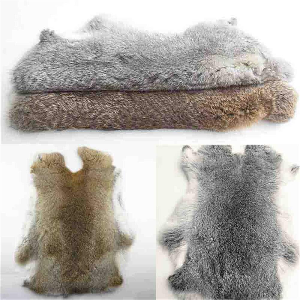 2PCS 10"x12" Natural Tanned Rabbit Fur Hides Yellow Tan & Gray for ...