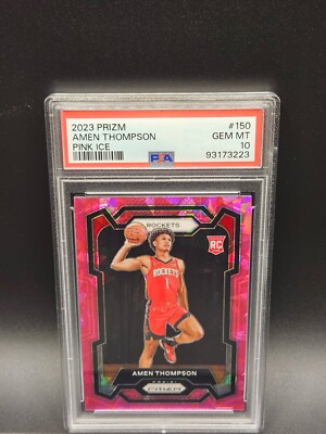 2023-24 Panini Prizm Amen Thompson #150 Pink Ice Prizm (RC) PSA 10 GEM ...