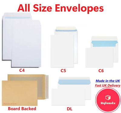 Premium Envelopes 100gsm C5/A5, C6/A6, C4/A4, DL, Board Backed All Peel ...