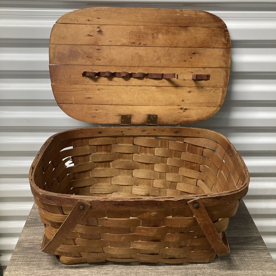 Vintage 1940/1950’s Wov-N-Wood by Jerywil Picnic Basket | eBay
