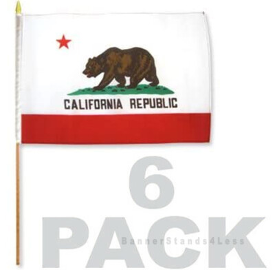 12x18 CALIFORNIA State Stick Flag Hand Held - 6 PACK | eBay