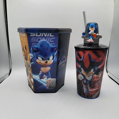 Sonic 3 Regal Exclusive Popcorn Bucket Tin And Holographic Cup with ...