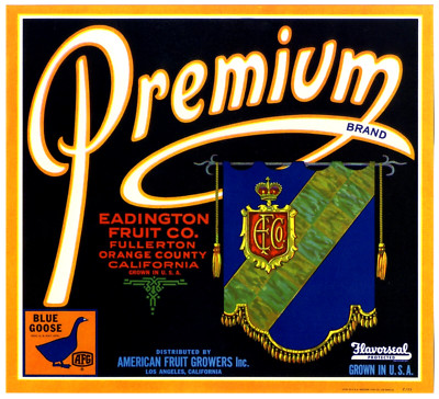 "PREMIUM" ORIGINAL 1930s AUTHENTIC FULLERTON CALIFORNIA ORANGE FRUIT ...