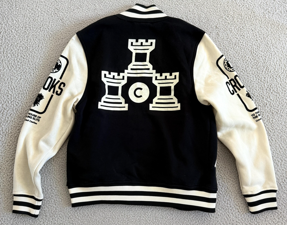 Crooks & Castles Jacket Mens Small Black White Varsity Bomber ...