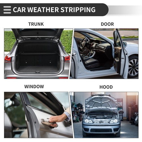 Universal 66Ft Car Weather Stripping Edge Trim Seal Strip U-Shape PVC ...