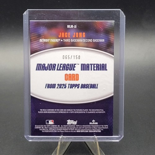 2025 Topps Jace Jung #MLM-JJ Major League Material /150 Blue RC Detroit ...
