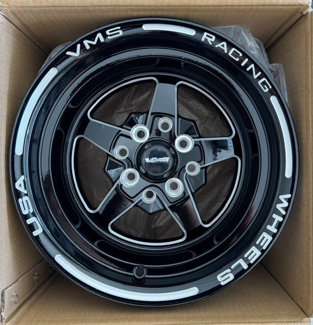 VMS Racing Black V Star Drag Wheel Rim Two 13x9 and Two 15x3.5 4X100 ...