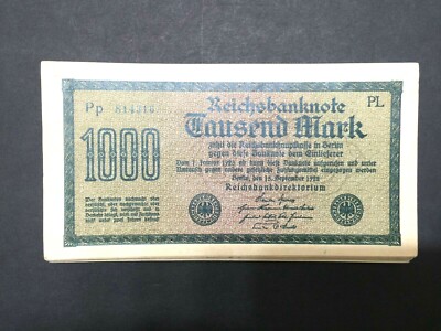 Rare Authentic TWO German 1000 Mark Banknotes - Circulated - 100 Plus ...
