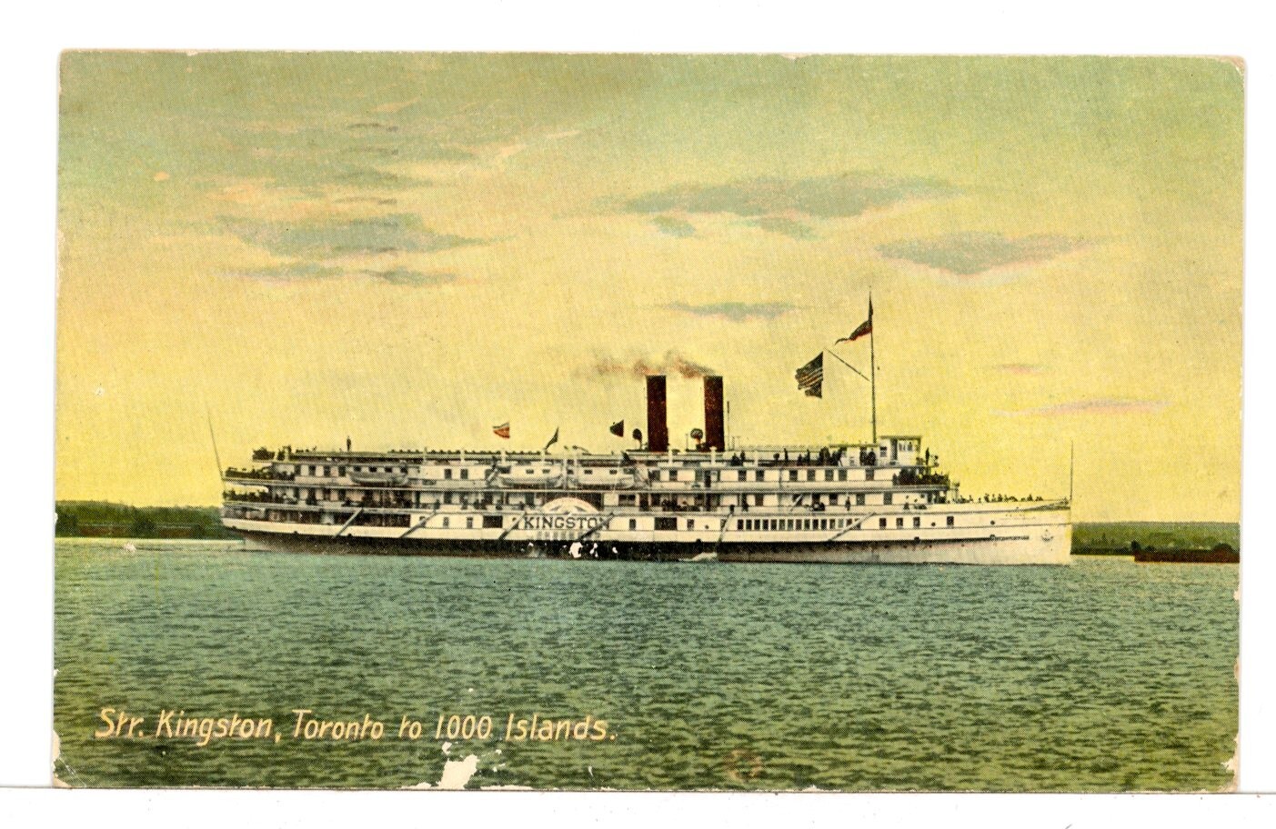 1908 - Steamer SS KINGSTON, Toronto to 1,000 Islands PRIVATE POST CARD ...