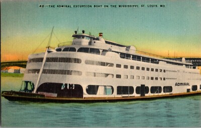 Vintage Postcard The Admiral Excursion Boat on Mississippi St. Louis MO ...