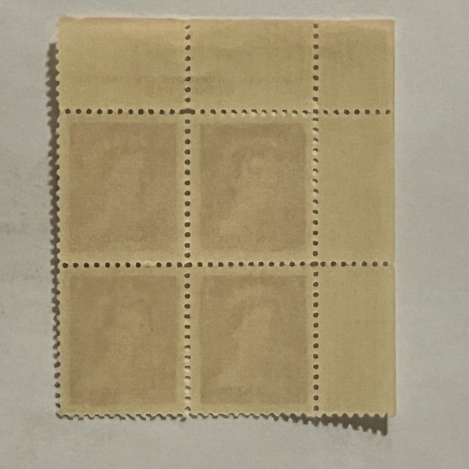 GENUINE CANADA 3C MNH OG CORNER BLOCK OF 4 STAMPS PLATE TABS QUEEN ...
