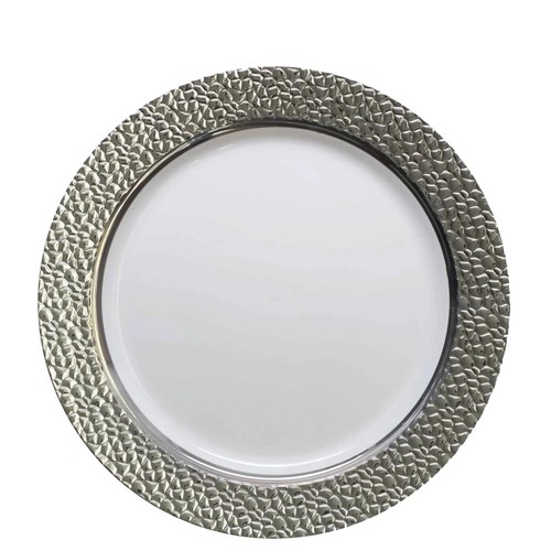 9" inch Round White Plastic Disposable Plates with Silver Rim 30pcs | eBay