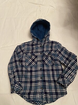 Boston Traders Jacket Youth XS 5/6 Blue Plaid Sherpa Lined Flannel ...