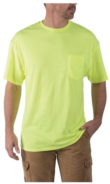 2 Walls Hi-vis Yellow Man’s 2xl Pocket Short Sleeve T Shirts. 4 Shirts ...