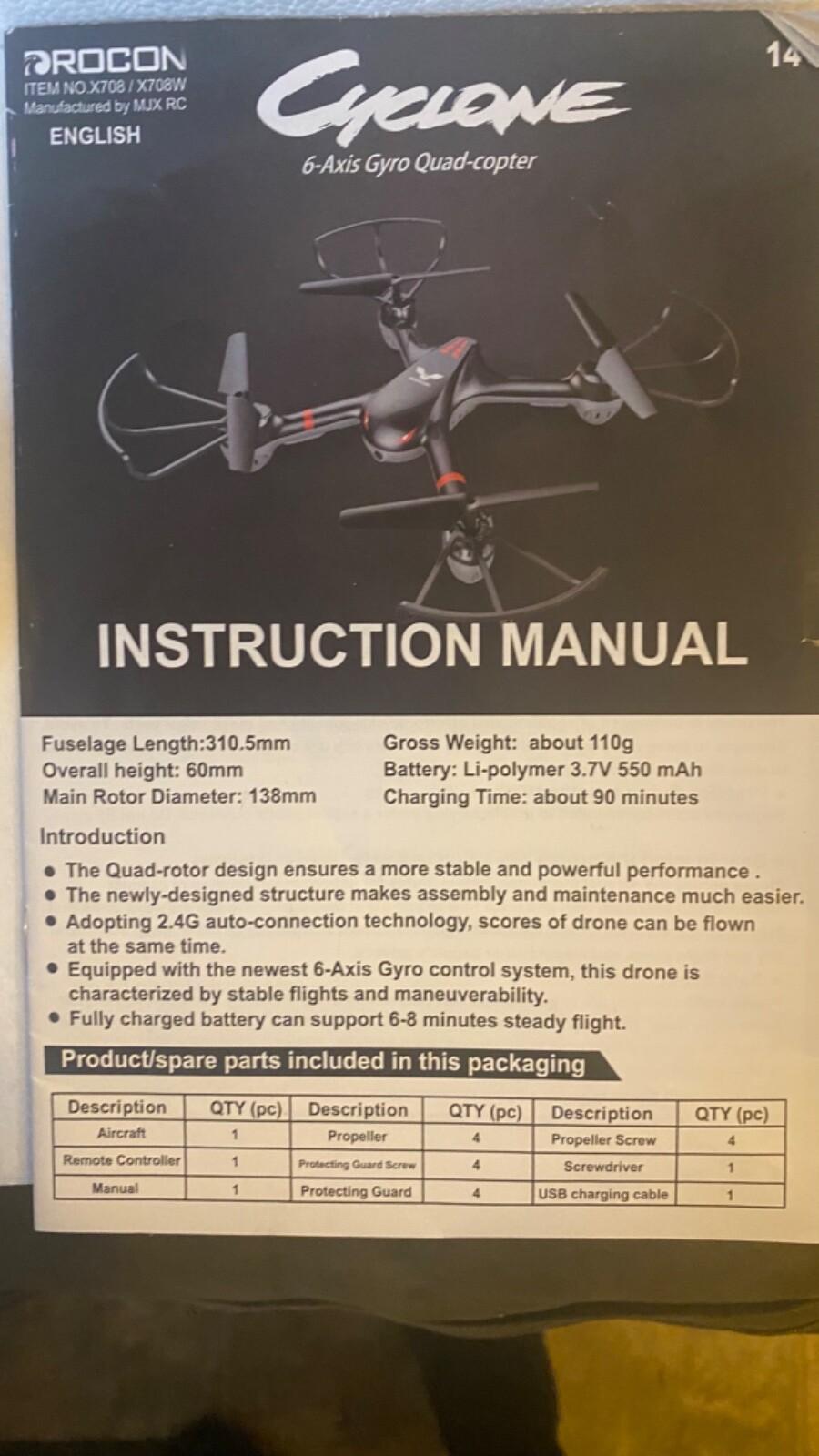 Ages 14+ Drocon Cyclone Drone X708W 6-Axis Gyro Quad-copter | eBay