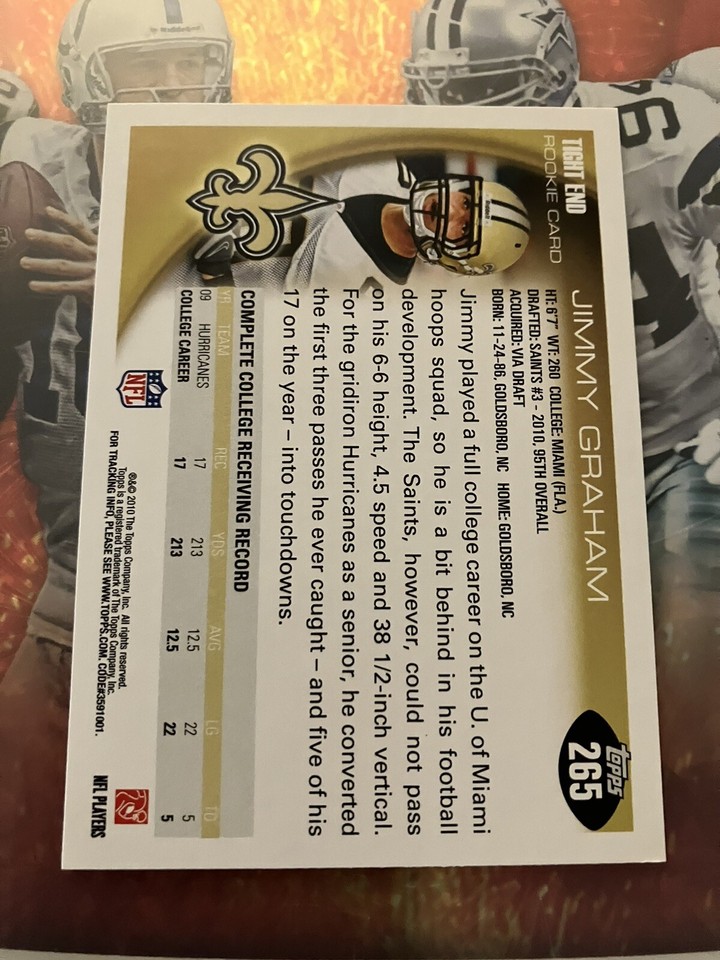 2010 Topps Jimmy Graham Rookie Card ⭐️⭐️ | eBay