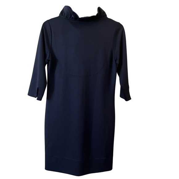 Gretchen Scott Navy Blue Kelly Ruffle Neck Dress small NWT | eBay