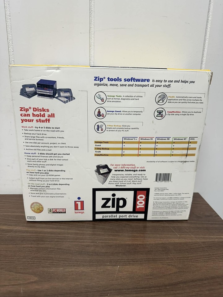 Iomega Zip 100 External Drive For PC Parallel Port 10012 Zip Drive ...