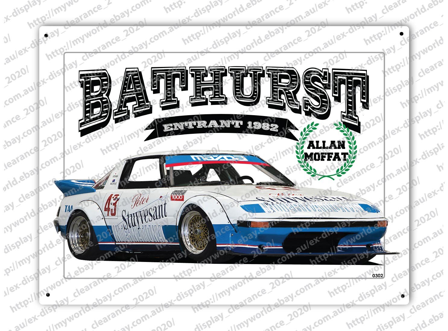 TIN SIGN #0302 BATHURST 1982 ALLAN MOFFAT MAZDA RX7 MEMORABILIA GIFT ...