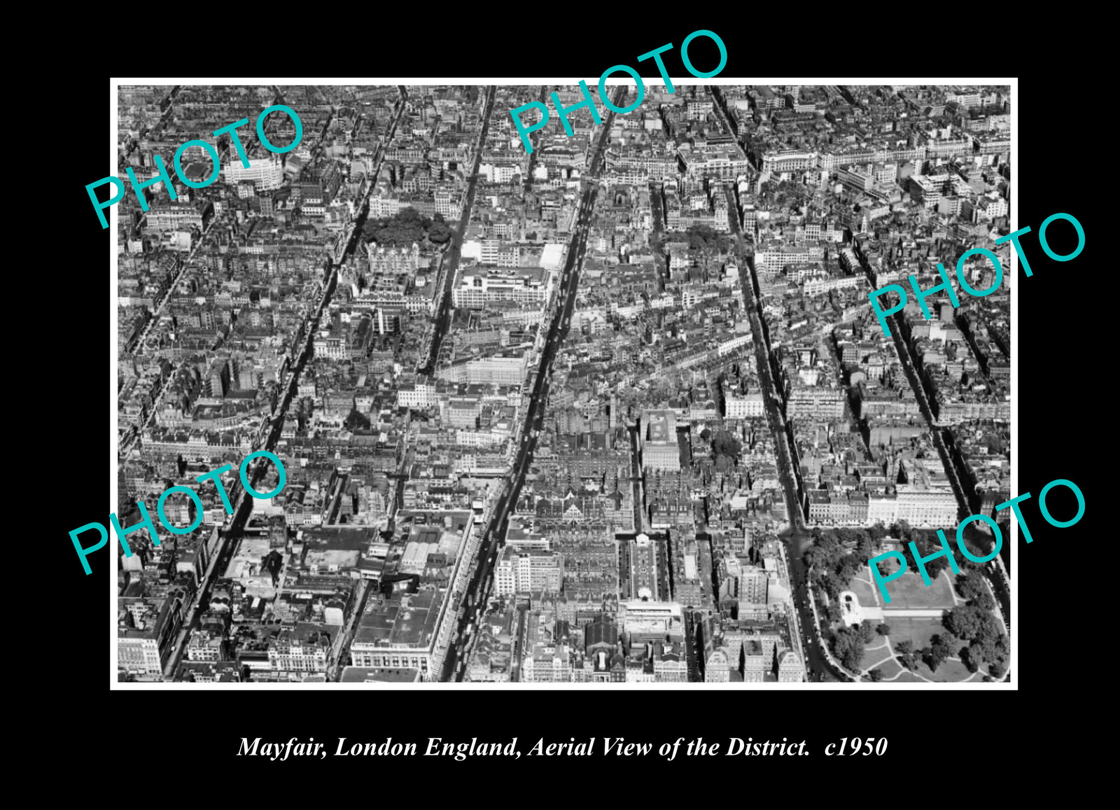 OLD LARGE HISTORIC PHOTO MAYFAIR LONDON ENGLAND DISTRICT AERIAL VIEW ...