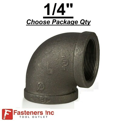 1/4" BLACK IRON PIPE THREADED 90° Degree Elbow Fittings Plumbing / Gas ...