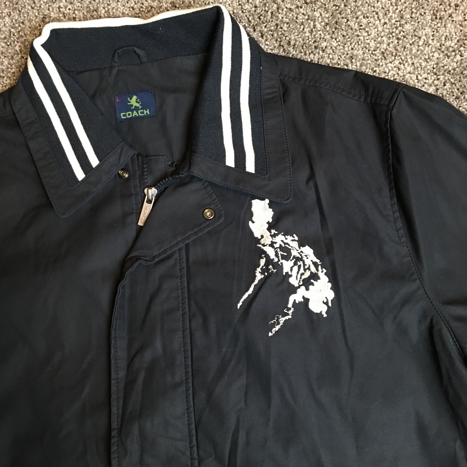 Coach Jacket Bomber Full Front Zip Black Mens Coat Sz… - Gem