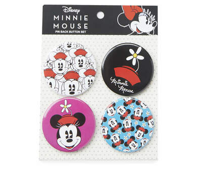 Disney Minnie Mouse Pin Set Retro 4 Piece Button Mickey Mouse ...