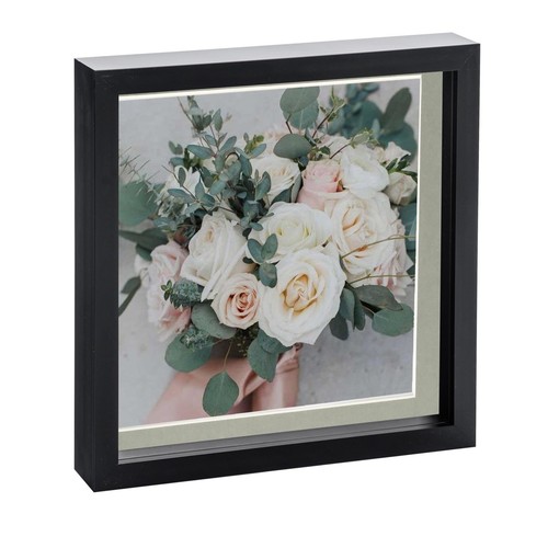 Black 10" x 10" 3D Box Photo Frame Grey 8" x 8" Mount Craft Shadow ...