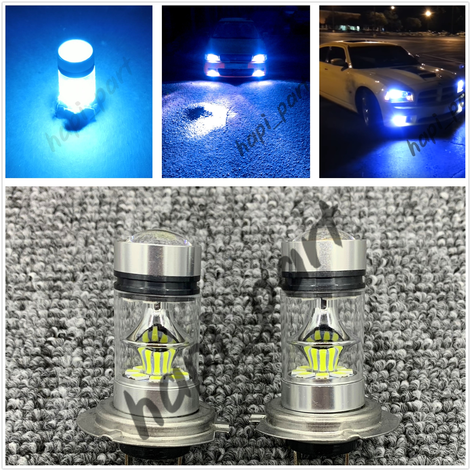 New 2x Super Bright Premium H7 8000K ICE BLUE 55W LED Kit Fog Light ...