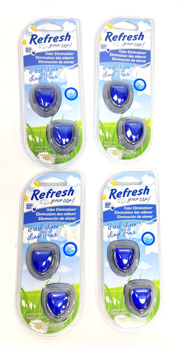 4 Pack (2 in Each) Refresh Your Car FRESH LINEN SCENT Odor Eliminator ...