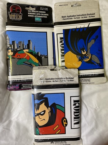 DC Animated Batman & Robin Self Adhesive Wall Borders 6 3/4 x 5 yd 1994 ...
