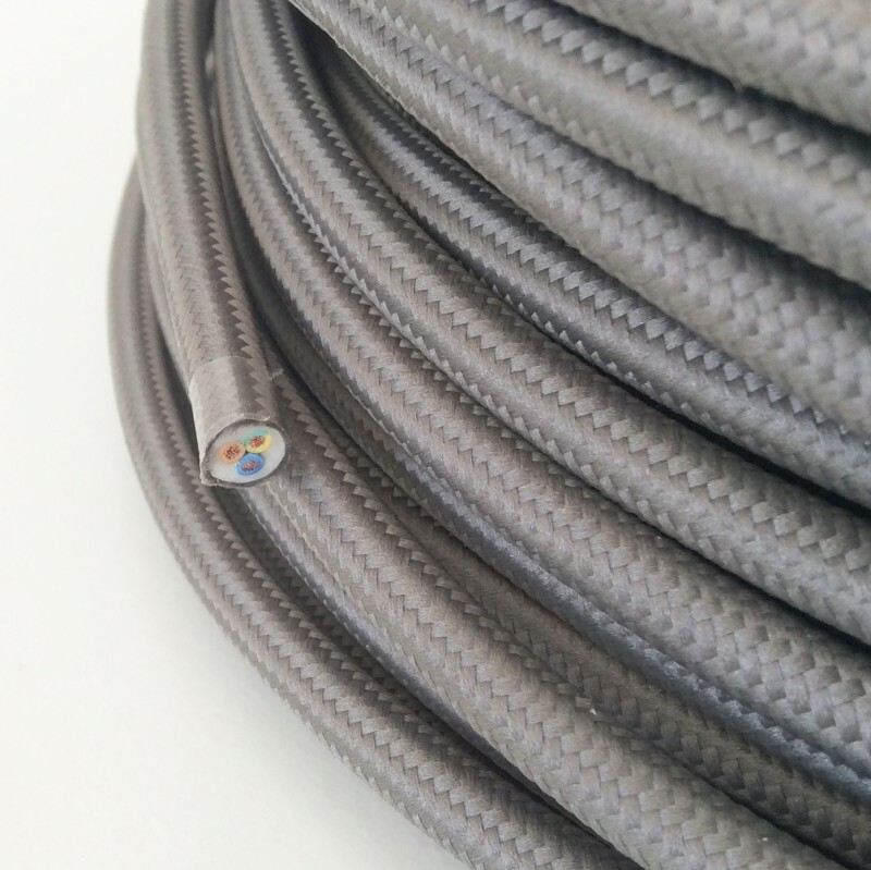 3x0, 75 H03VV Textile Cable, Conduite Fibre Textile Tressé, Gris, Rond ...