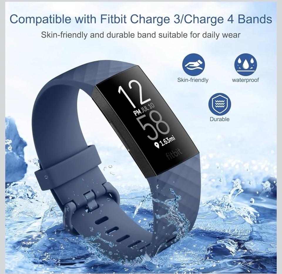 Fitbit Charge 3 Replacement Silicone Strap Navy Blue 2 Pack | eBay UK