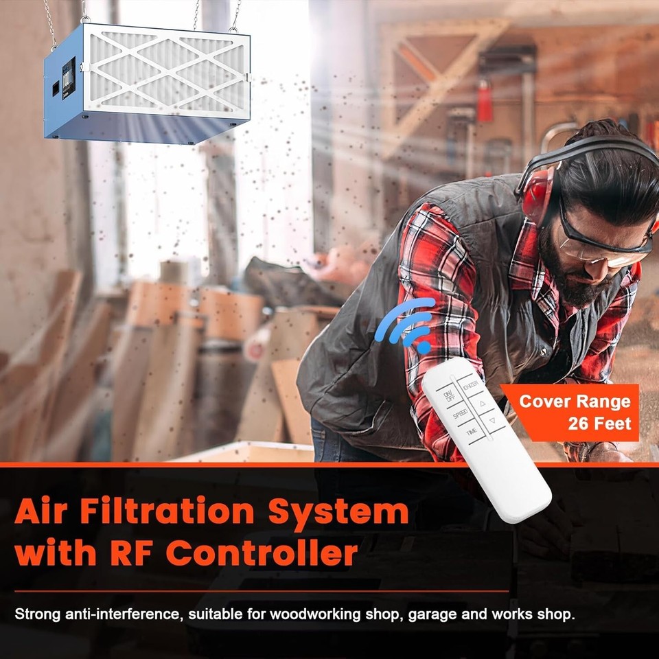 Abestorm 3-Speed Remote-Controlled Air Filtration System Hanging Air ...