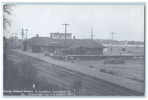 c1960 Rock-Island Columbus Junction Iowa Train Depot Station RPPC Photo ...