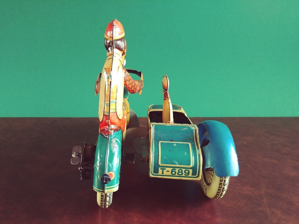 Rare 1930's Tippco TCO 689 Tin Wind-up Sidecar Motorcycle Tinplate Bike ...