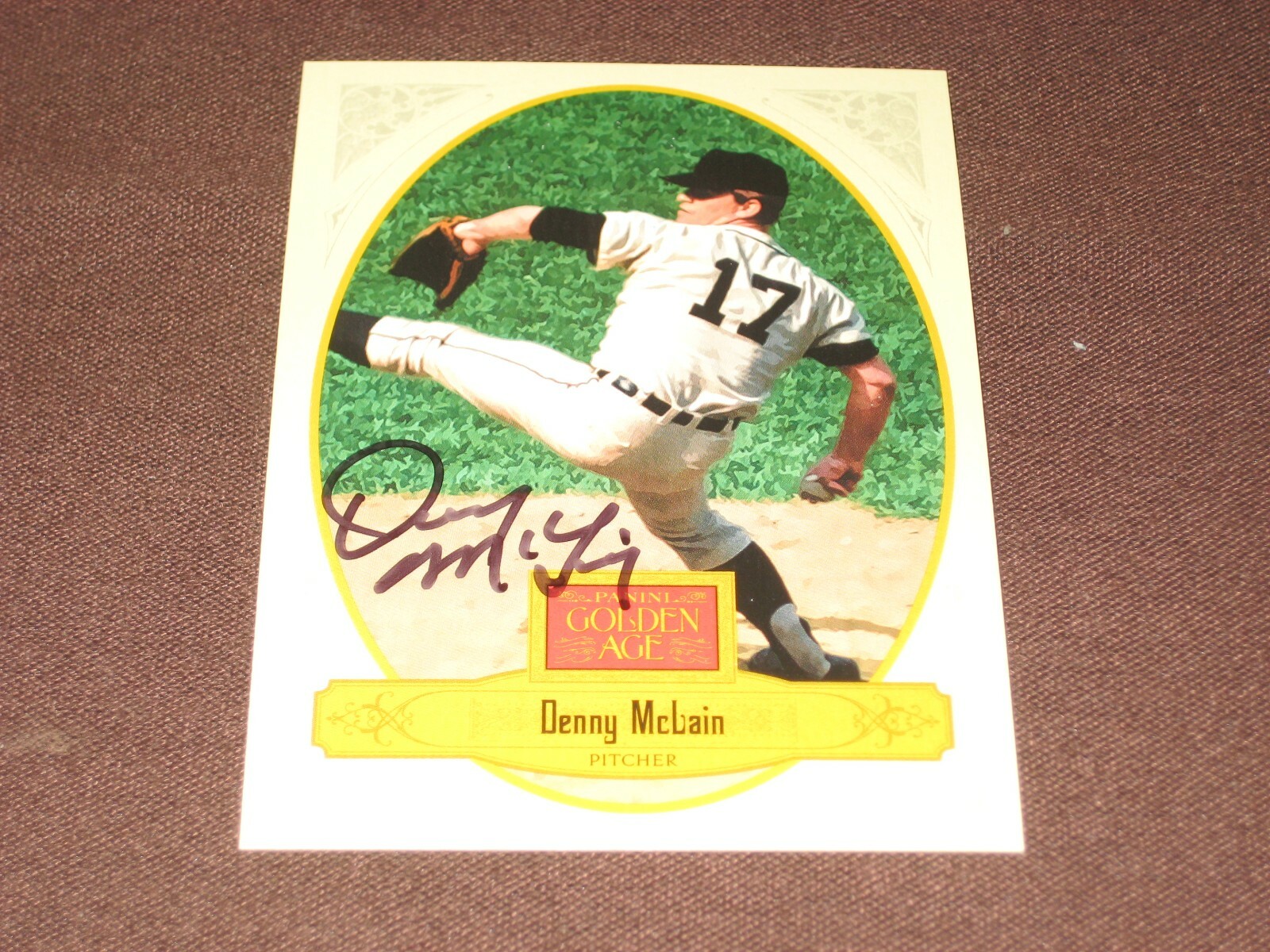 BASEBALL LEGEND TIGERS DENNY MCLAIN AUTOGRAPHED CARD W/COA FREE ...