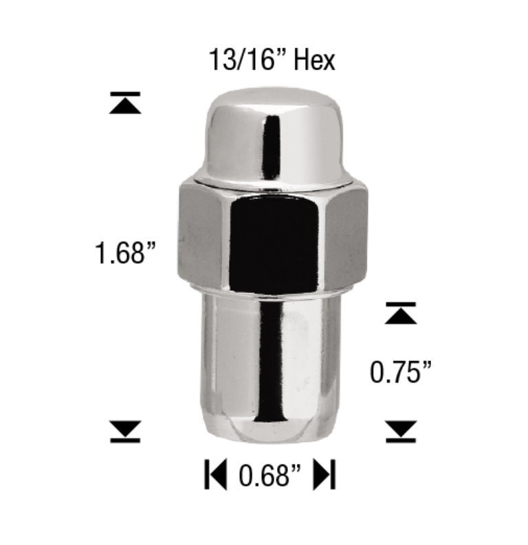 (16) Lug Nuts 7/16-20 Chrome Mag Wheel Nuts .75" Shank Camaro Chevelle ...