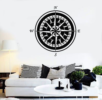 Vinyl Wall Decal Marine Nautical Compass Rose Sea Style Stickers ...