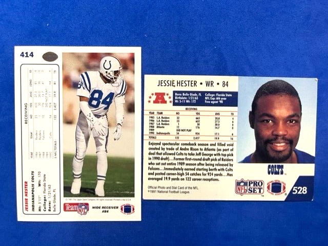 NFL - Jessie Hester 1991 Upper Deck & 1991 Pro Set Football - Colts | eBay