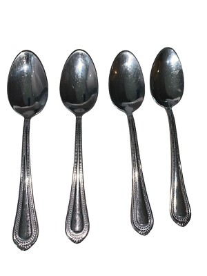 4 Place Oval Soup Spoons Wallace CHATHAM BEAD 18/10 Stainless Vietnam 7 ...