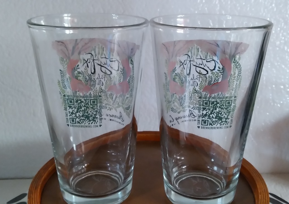 2 HTF BRENNER BREWING CO BEER GLASS "CITY FOX" PALE ALE MILWAUKEE WI ...