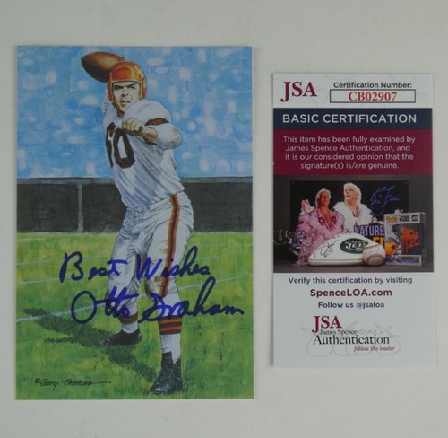 Otto Graham Signed 4x6 Goal Line Art Card GLAC Cleveland Brown HOF JSA ...
