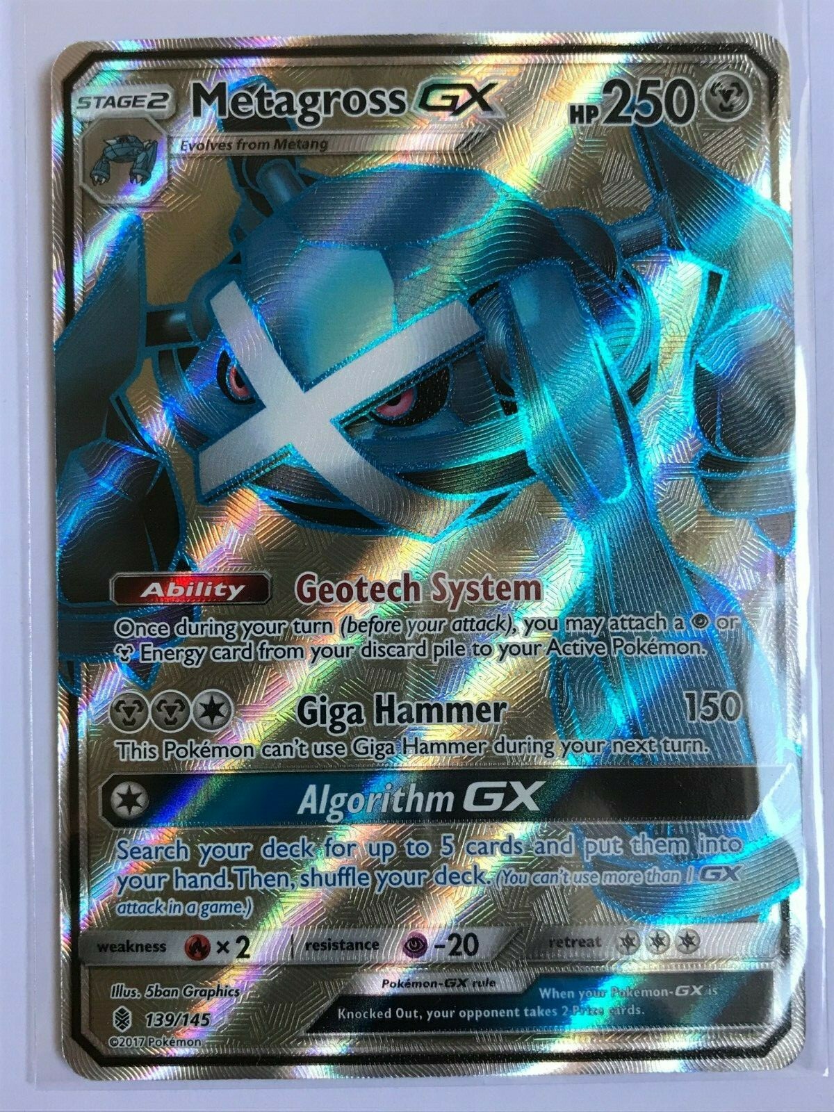 Metagross GX FULL ART ULTRA RARE 139/145 Guardians Rising Pokemon NM ...