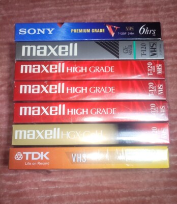Lot of 7 Sony Maxwell TDK Premium Grade VHS Video Tapes New In Package ...