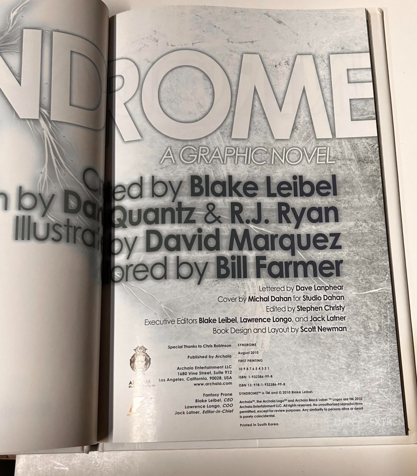 Syndrome A Graphic Novel by Leibel, Quantz, Marquez & Ryan HC FIRST ...