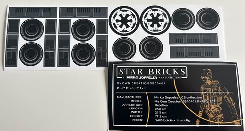 Lego Star Wars UCS Stickersheet MOC K-Project K-2SO Droid Starbricks | eBay.de
