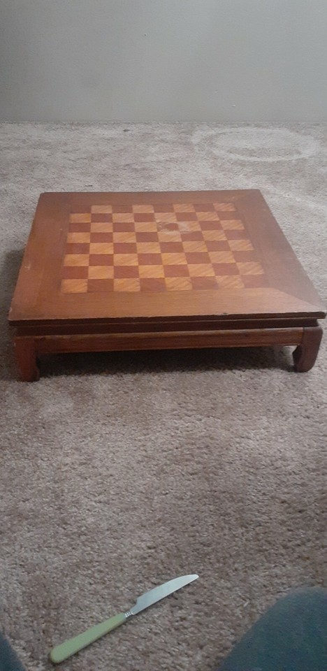 Brown Antique Checkerboard table with legs and drawers | eBay