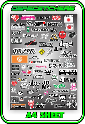 SCALE STICKER SHEET A4 R/C CRAWLER 1/10 DRIFT DRAG CAR JDM STICKERBOMB ...